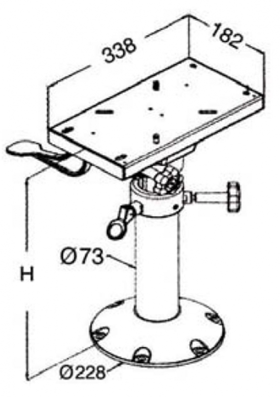 Sockel und Standfuß aus Eloxal + Sitzhalterung